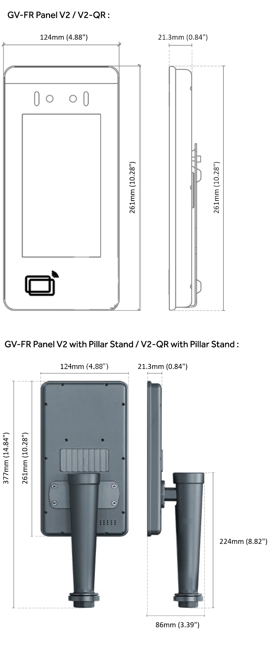 GeoVision | GV-FR Panel V2 顔認識ベースのアクセスリーダー